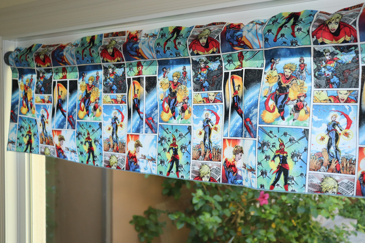 100% Cotton Window Valance 42" Wide Marvels Captain Marvel – LoveMyFabric