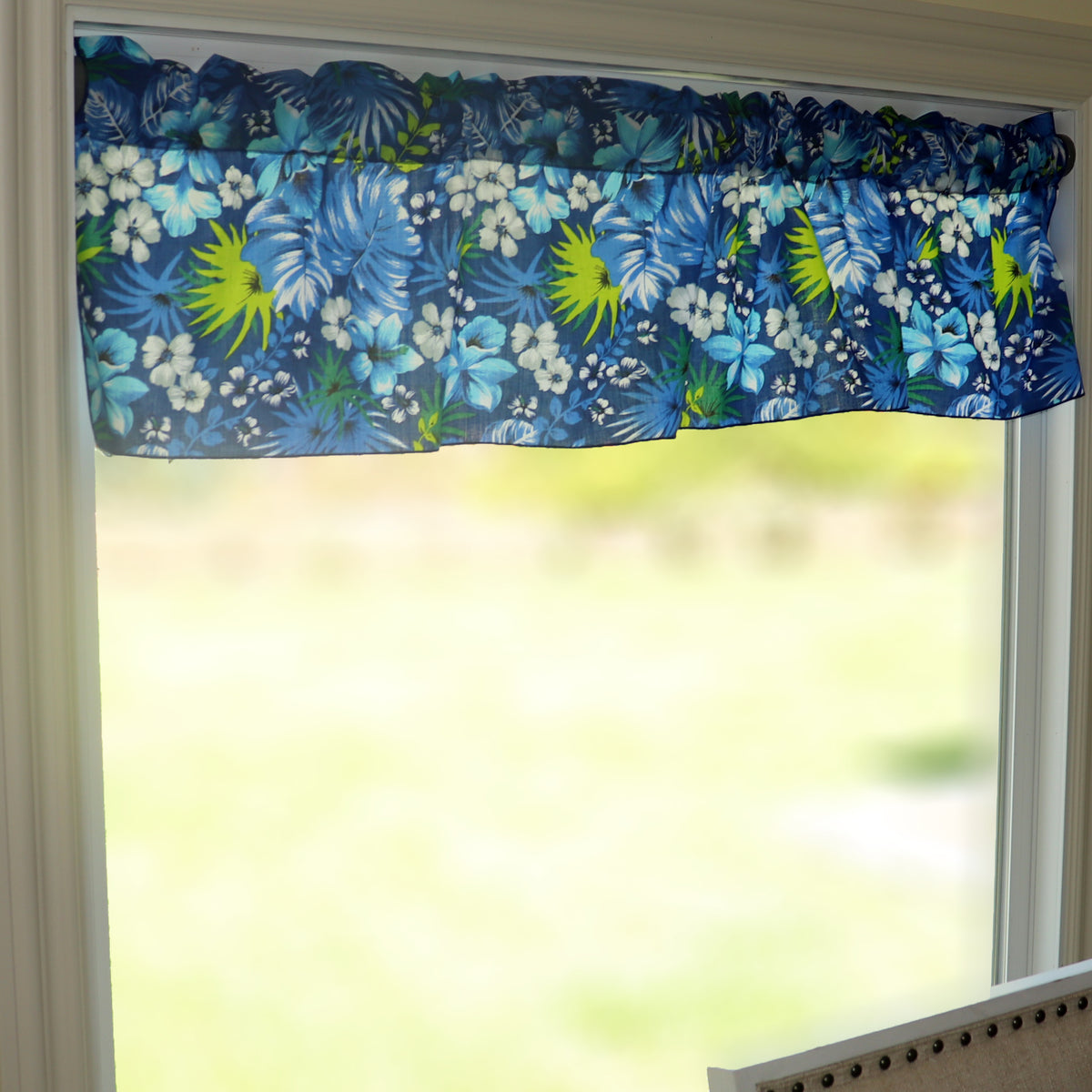 Cotton Window Valance Floral Print 58 Inch Wide Tropical Hawaiian Roya ...