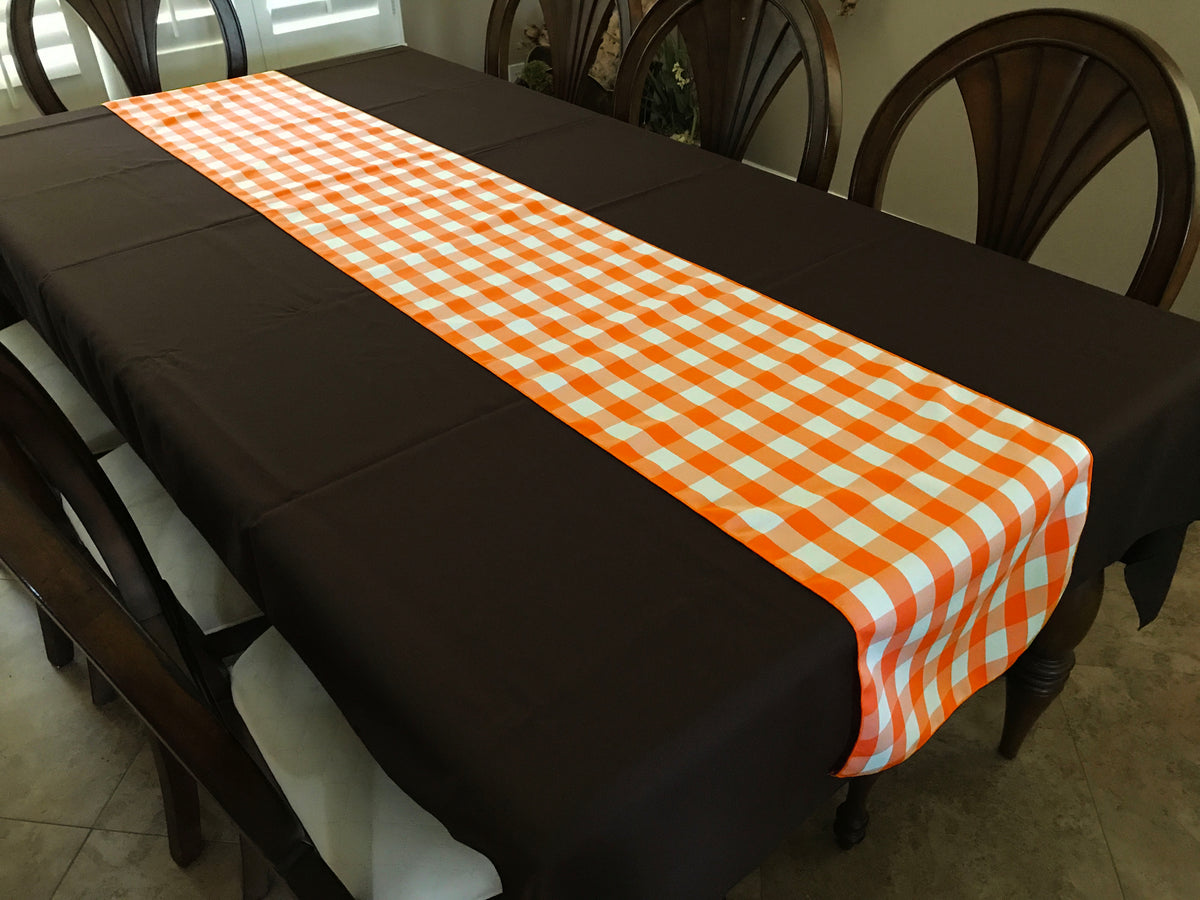Poplin Table Runner Gingham Checkered - Orange – LoveMyFabric