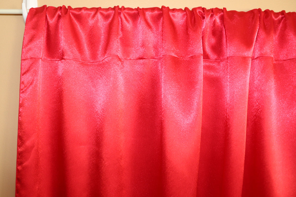 Shiny Satin Solid Single Curtain Panel Drapery 58 Inch Wide Red ...