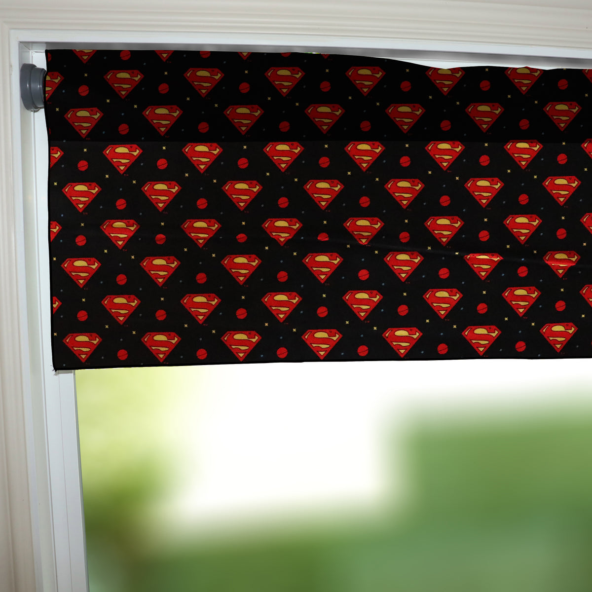 100% Cotton Window Valance 42" Wide DC Comics Superman Symbols ...