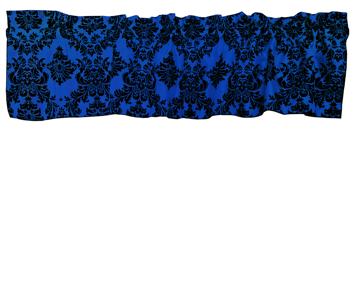 Flocked Damask Window Valance 58" Wide Royal Blue – LoveMyFabric
